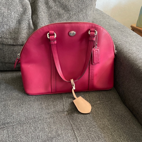 Coach | Bags | Coach Raspberry Domed Satchel Saffino | Poshmark